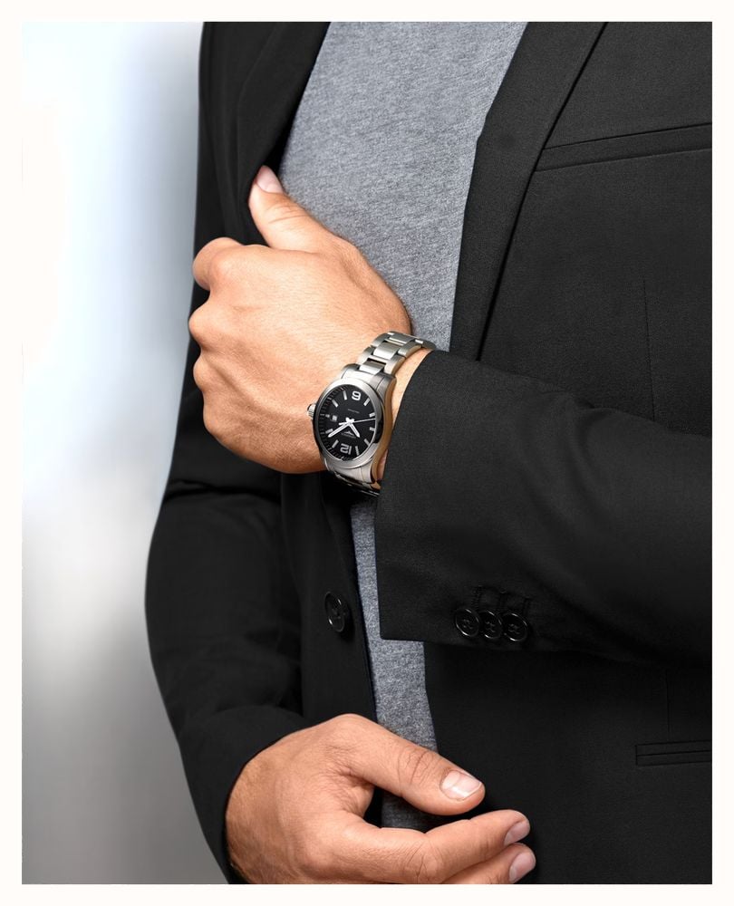 LONGINES Conquest Quartz (41mm) Black Dial / Stainless Steel Bracelet ...