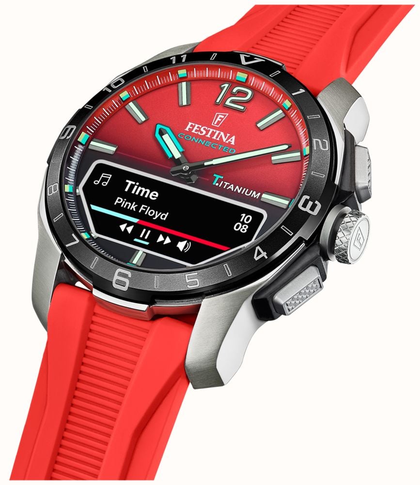 Festina Connected D Hybrid Smartwatch (44mm) Red Integrated Digital ...