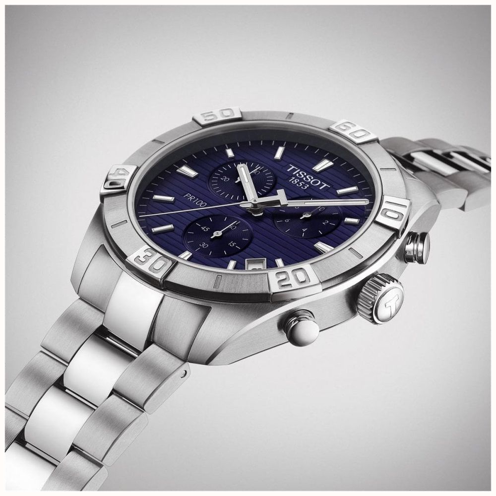 Tissot PR100 Sport | Chronograph | Blue Dial | Stainless Steel Bracelet ...