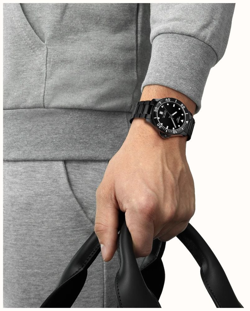 Tissot Seastar 1000 (40mm) Gradient Black Dial / Black PVD Stainless ...