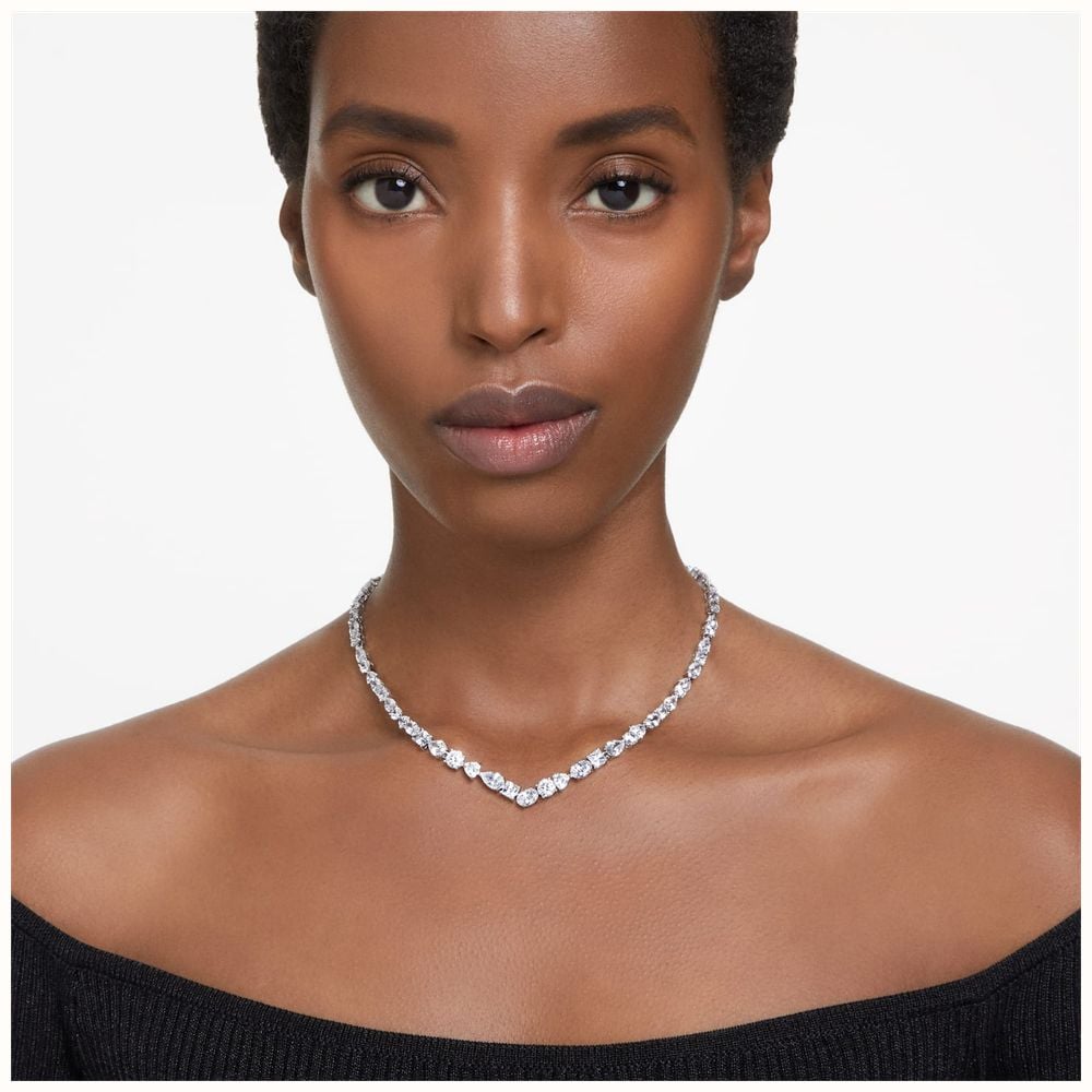 Swarovski Mesmera Necklace Rhodium Plated Mixed Cut White Crystals ...