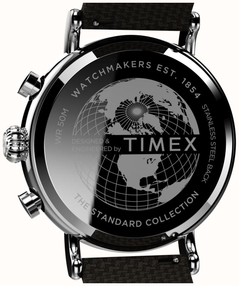 Timex Standard Chronograph (41mm) Cream Dial / Brown Fabric Strap ...