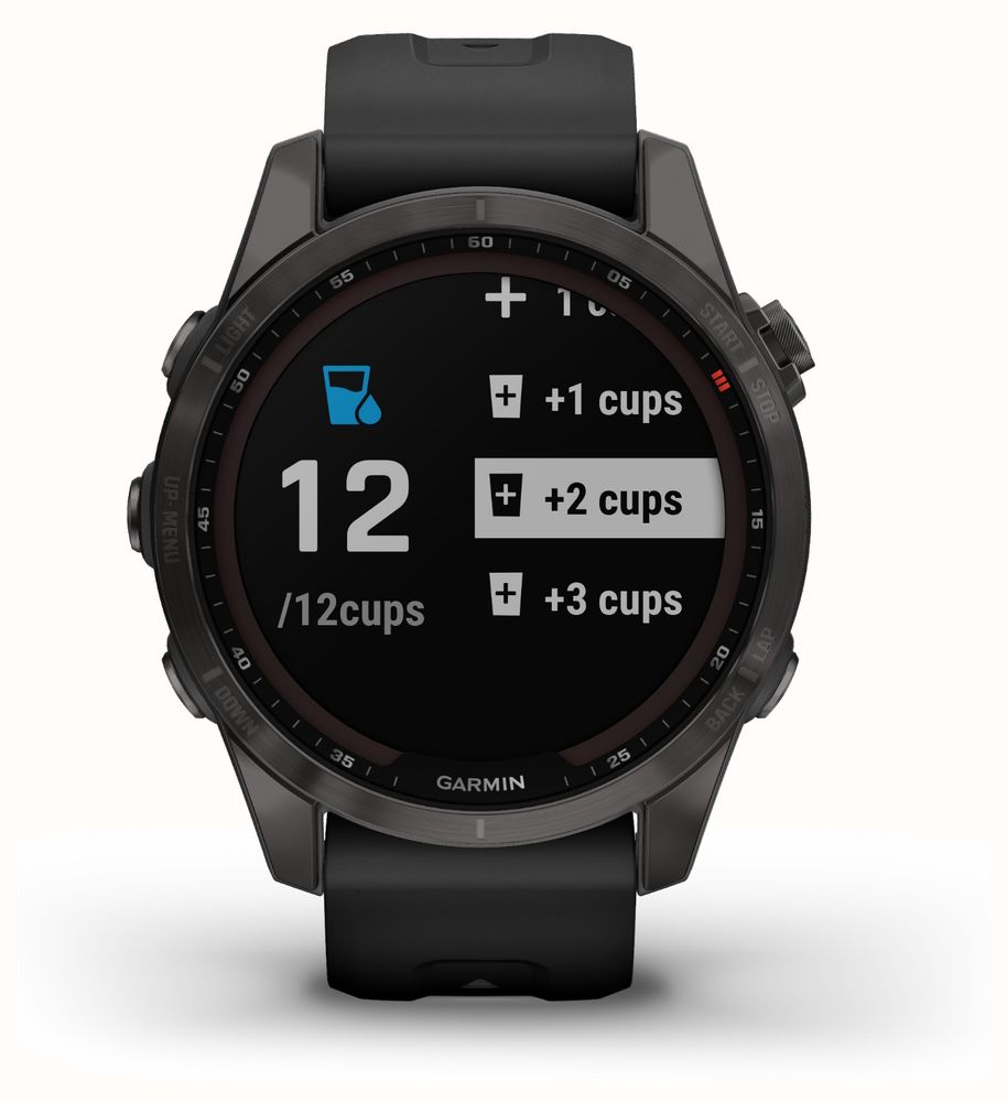 Garmin Fenix 7S Sapphire Solar | Carbon Grey DLC Titanium | Black ...