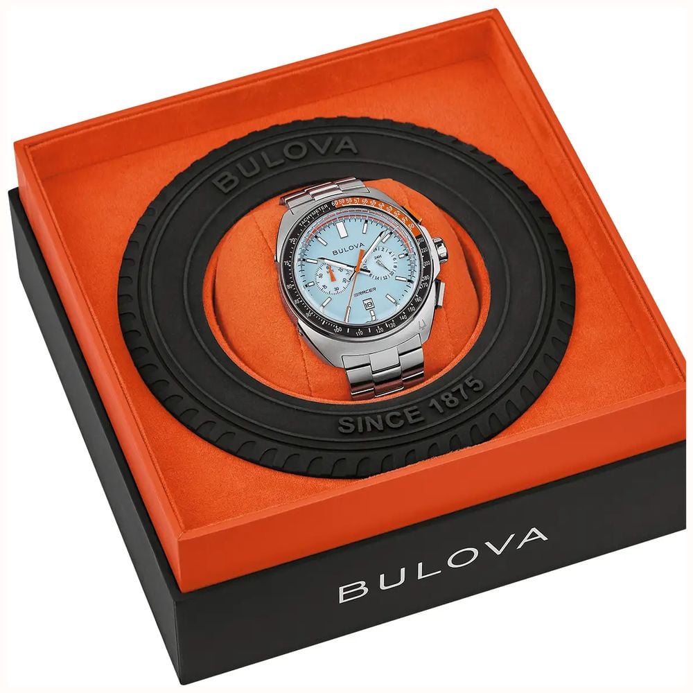 Bulova Racer Chronograph (42mm) Textured Light Blue Dial / Stainless ...