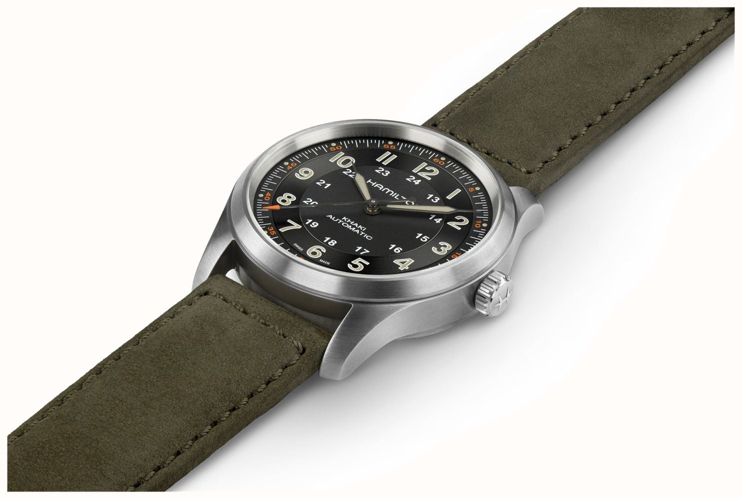 Hamilton Khaki Field Titanium Automatic (38mm) Black Dial / Green ...