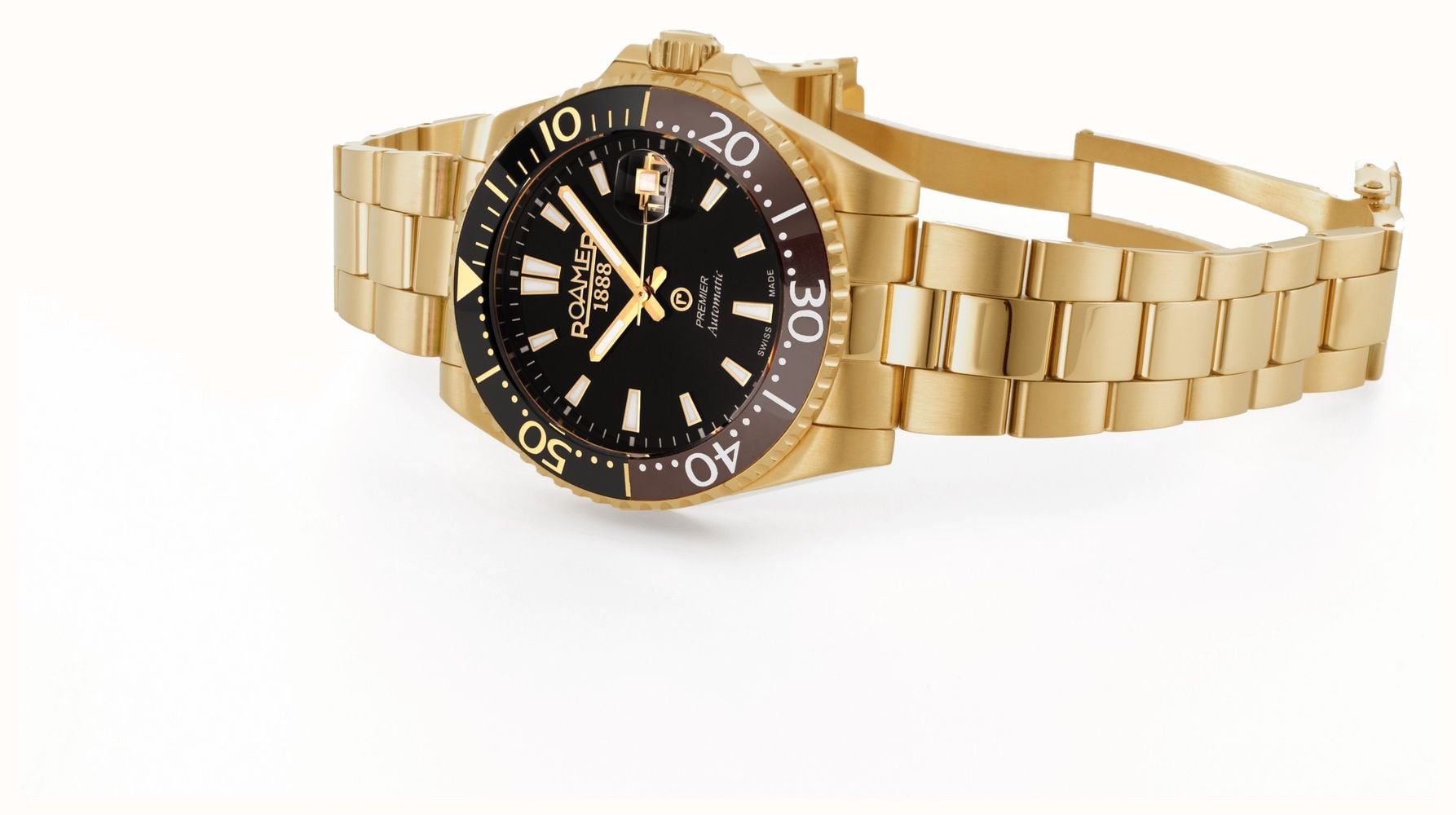 Roamer Premier Automatic (42mm) Black Dial / Brown PVD Stainless Steel ...