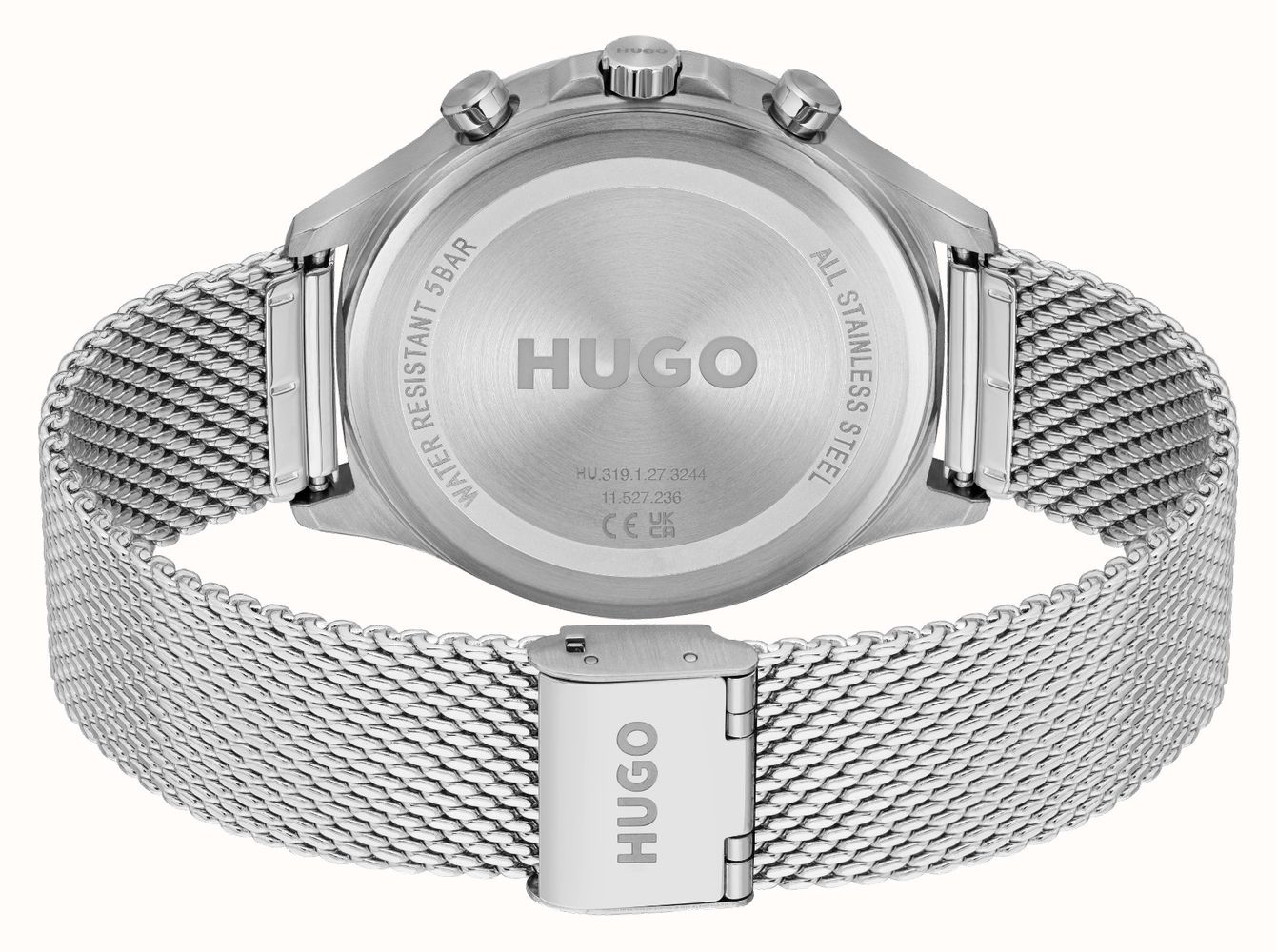 HUGO #SMASH Multifunction (43mm) Green Dial / Stainless Steel Mesh ...