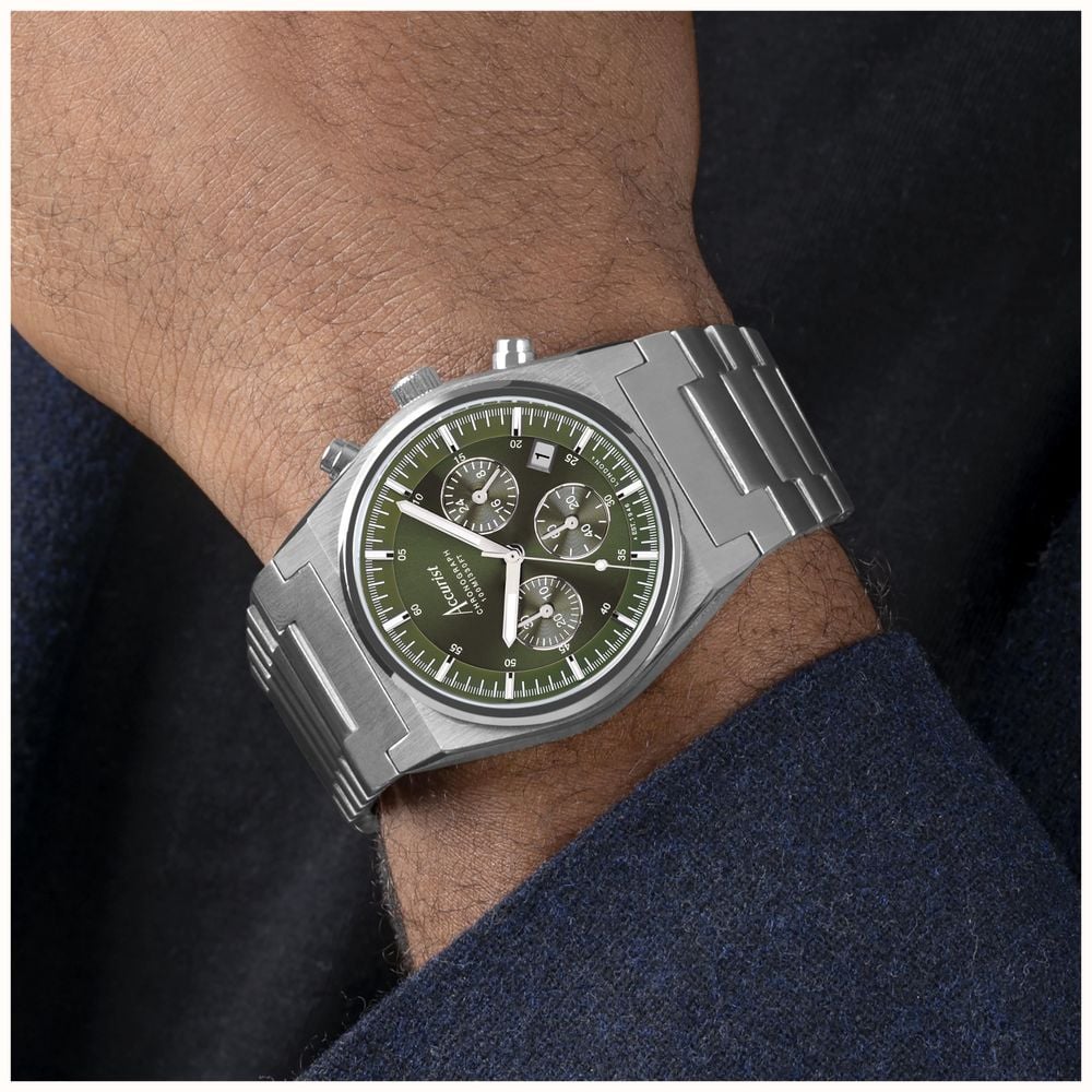 Accurist Men's Origin Quartz Chronograph (41mm) Green Dial / Stainless ...