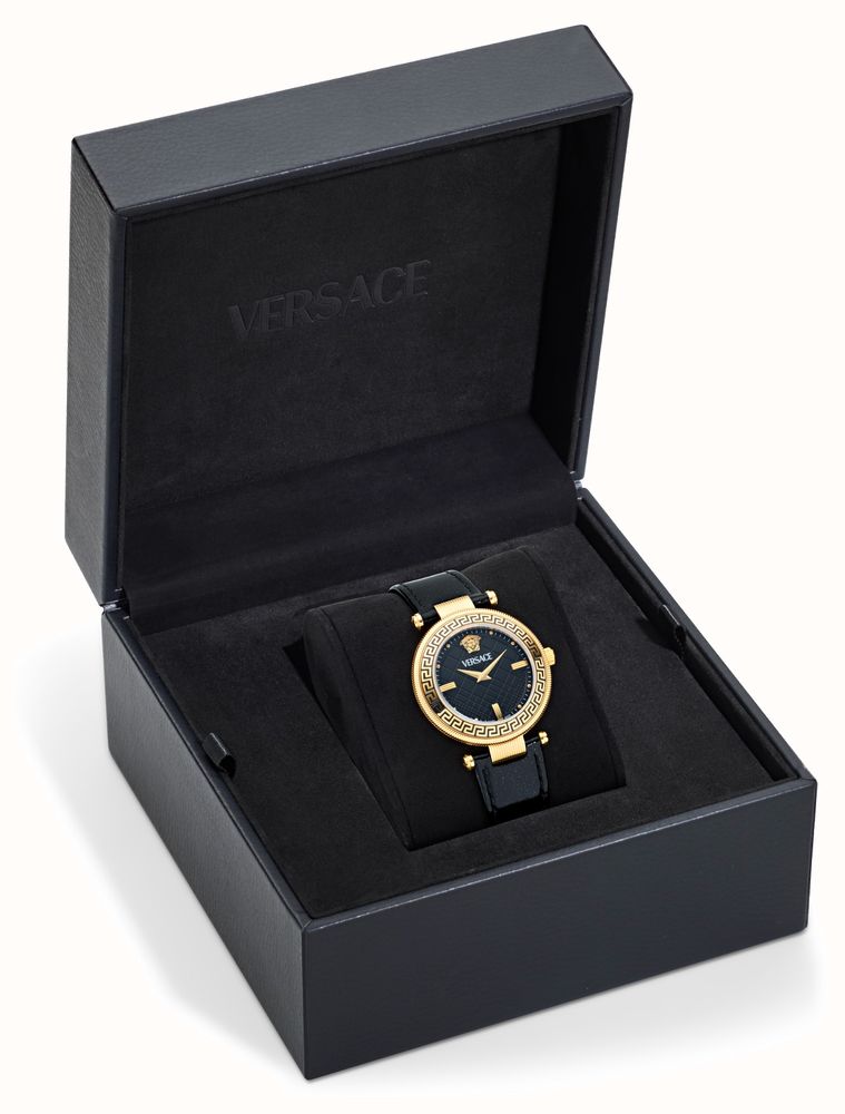 Versace REVE (35mm) Black Dial / Black Leather Strap VE8B00224 - First ...