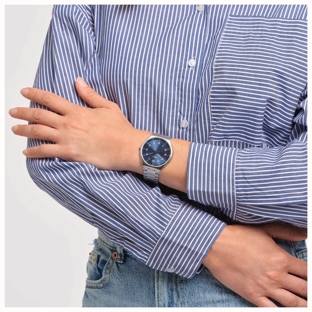 Swatch SKIN SUIT BLUE (42mm) Blue Dial / Stainless Steel Adjustable ...