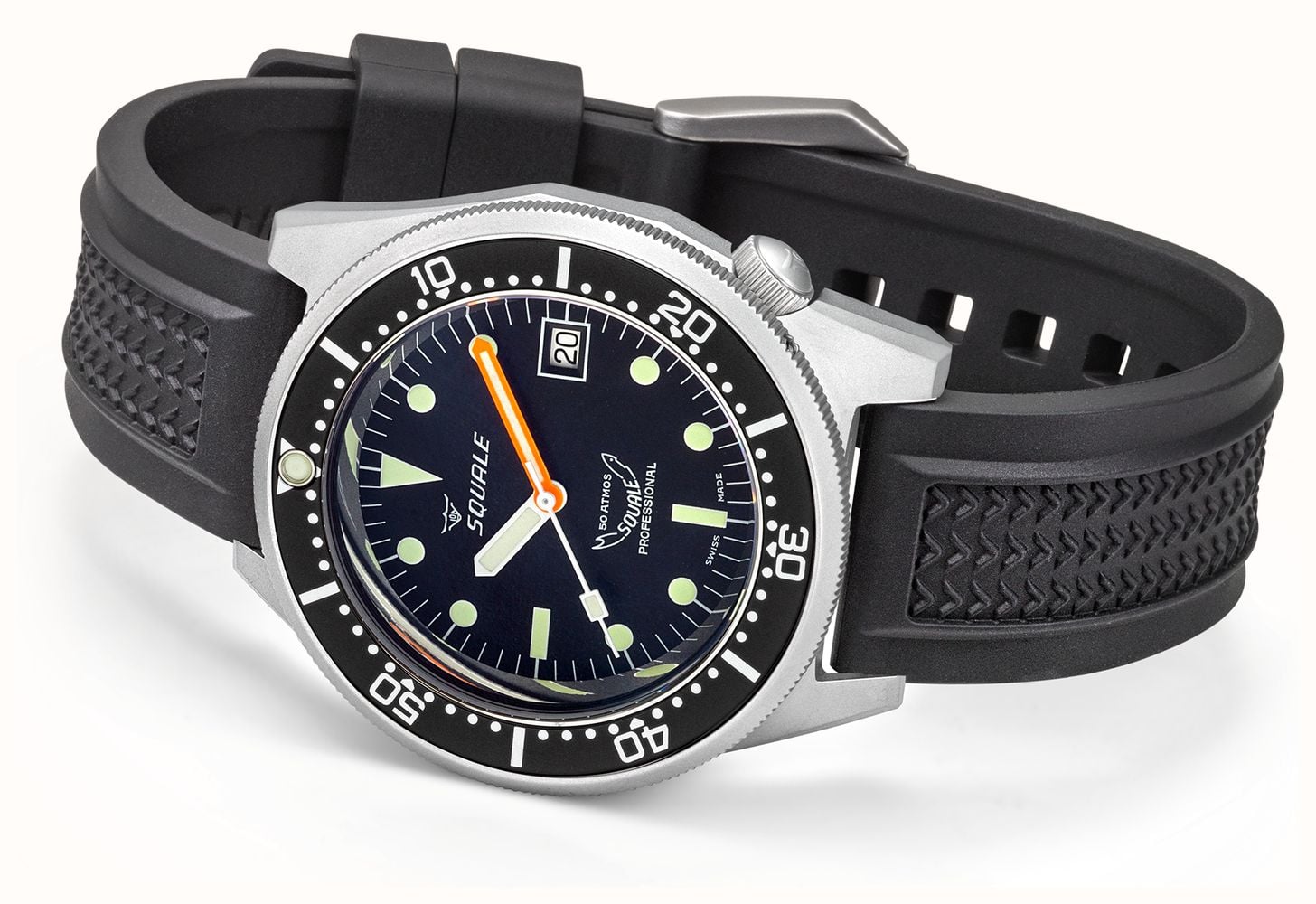 Squale 1521 Black Blasted (42mm) Black Dial / Black Rubber Strap 1521BKBL.VO - First Class Watches™