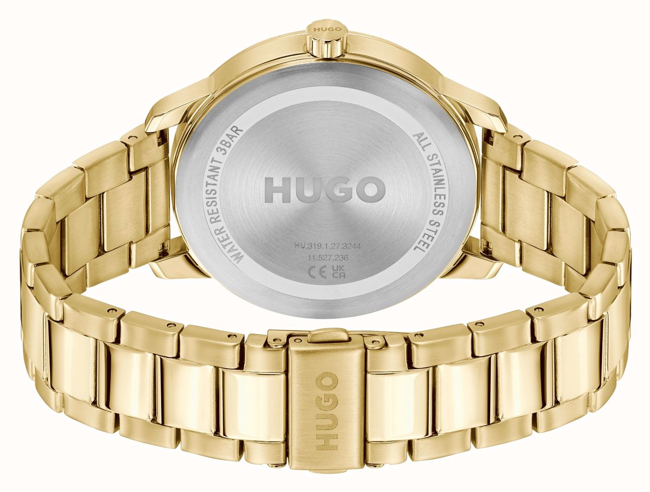 HUGO Men's #Stamp (44mm) Gold Dial / Gold-Tone Stainless Steel Bracelet ...