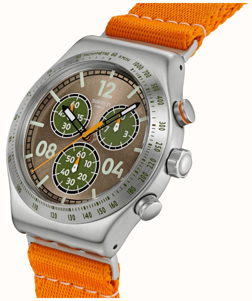 Swatch VACATION TIME Quartz Chronograph (43mm) Light Brown Sunray Dial ...