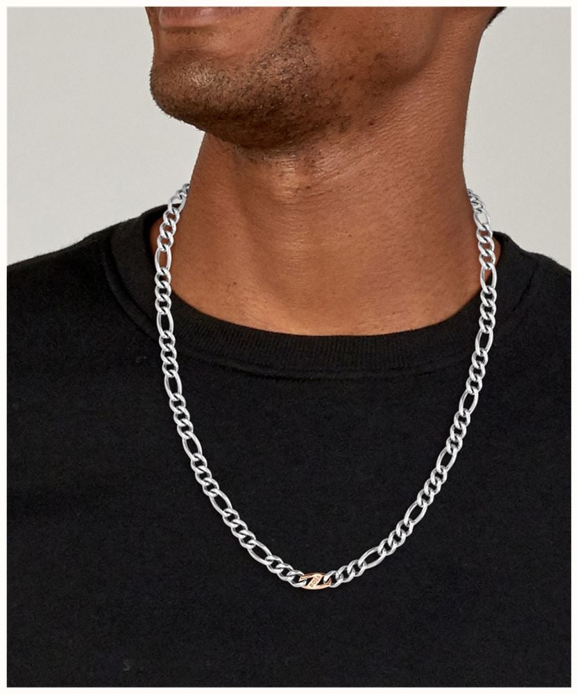 BOSS Jewellery Men's Rian Two-Tone Stainless Steel Figaro Chain ...
