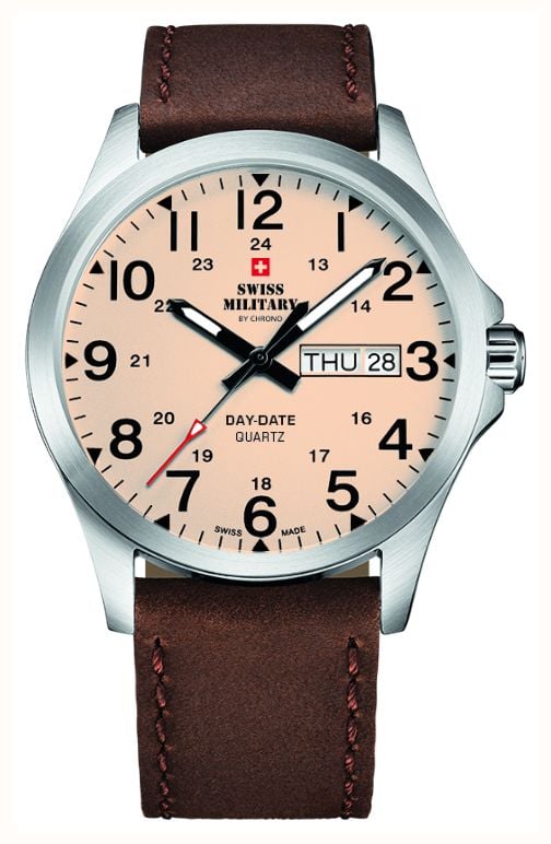 Swiss Military by Chrono Men's Day-Date (42mm) Beige Dial / Brown ...