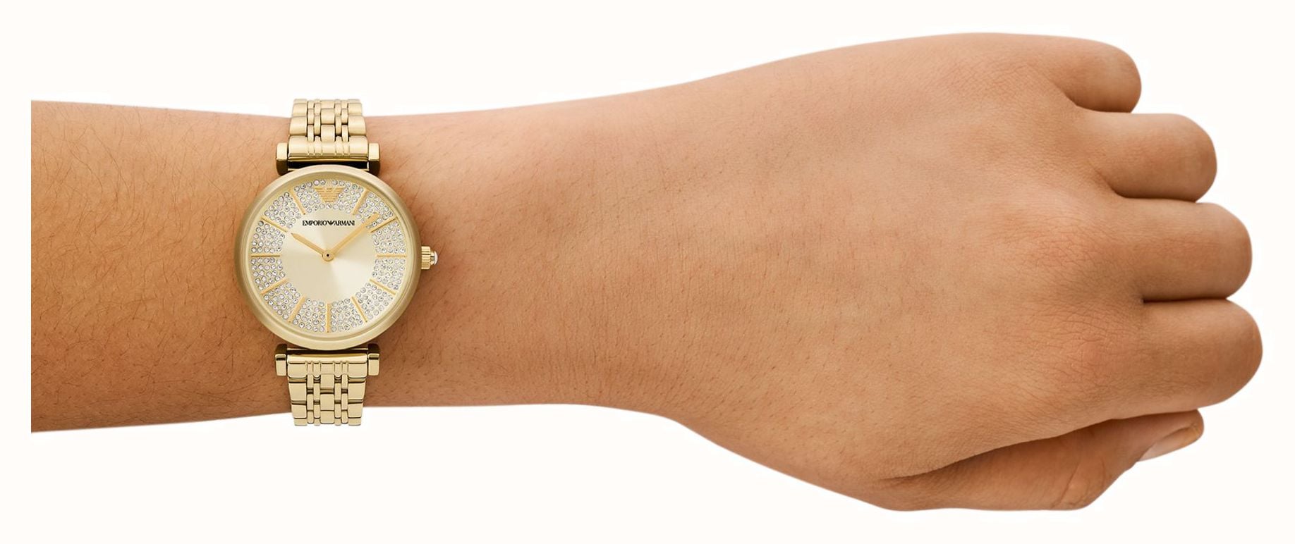 Emporio Armani Two-Hand Crystal Quartz (32mm) Gold Dial / Gold PVD ...