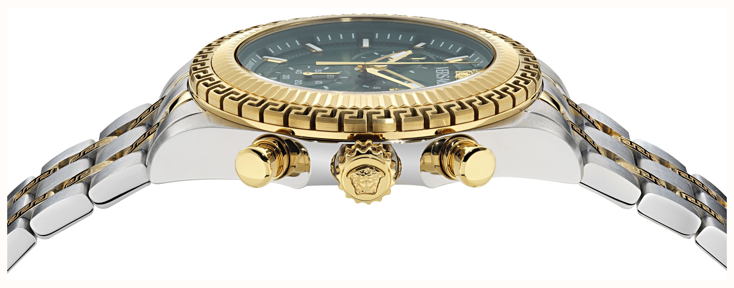Versace FORNAX Quartz Chronograph (44mm) Green Dial / Two-Tone ...