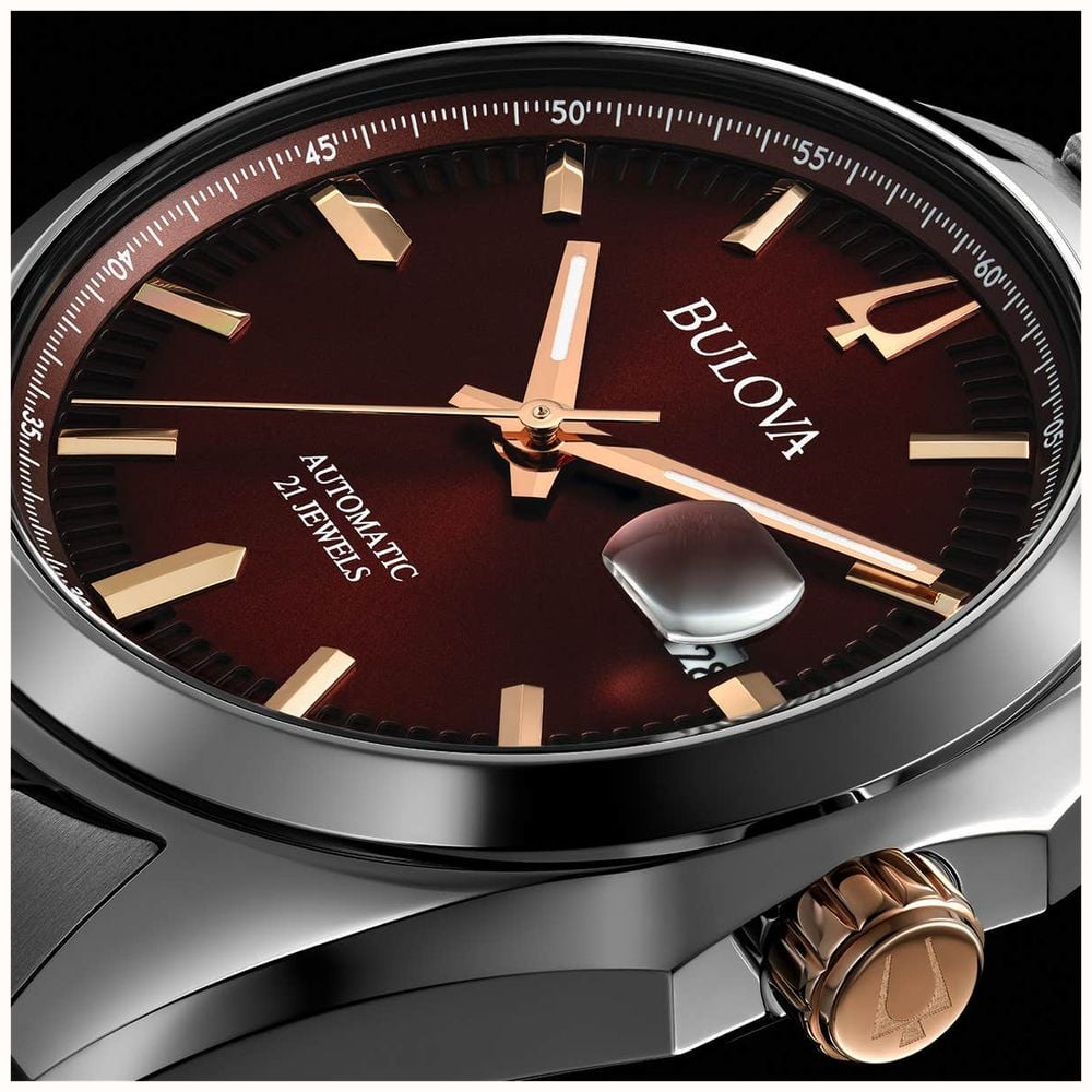 Bulova Men's Surveyor (39mm) Red Dial / Stainless Steel Bracelet 98B422 ...