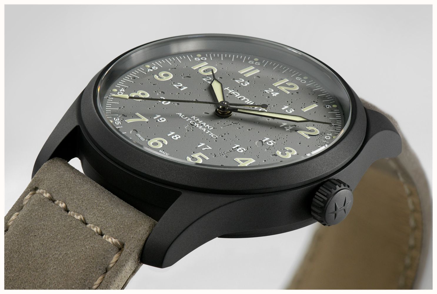 Hamilton Khaki Field Titanium Automatic (38mm) Grey Dial / Grey Leather ...