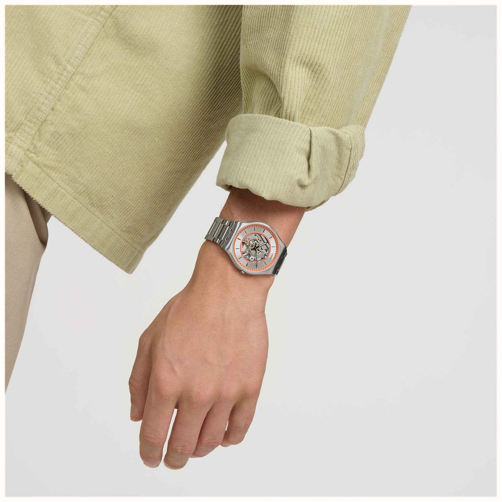 Swatch THE ESSENCE OF SPRING (42mm) Silver And Orange Open Dial ...