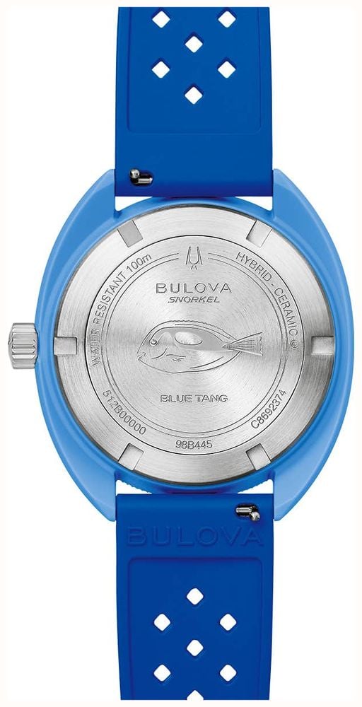 Bulova Snorkel 'Blue Tang Fish' (41mm) Blue Wave Dial / Blue Perforated ...