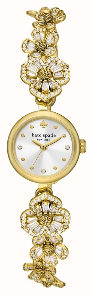 Kate Spade Monroe Flower (22mm) Silver Dial / Crystal-Set Gold PVD ...