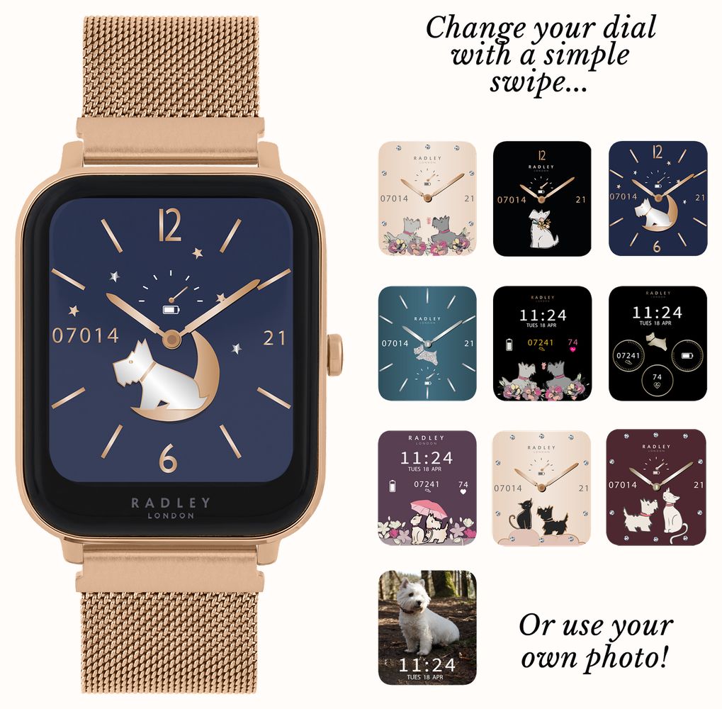 Radley Smart Series 11 | Rose-Gold Mesh And Silicone Strap Set RYS11 ...