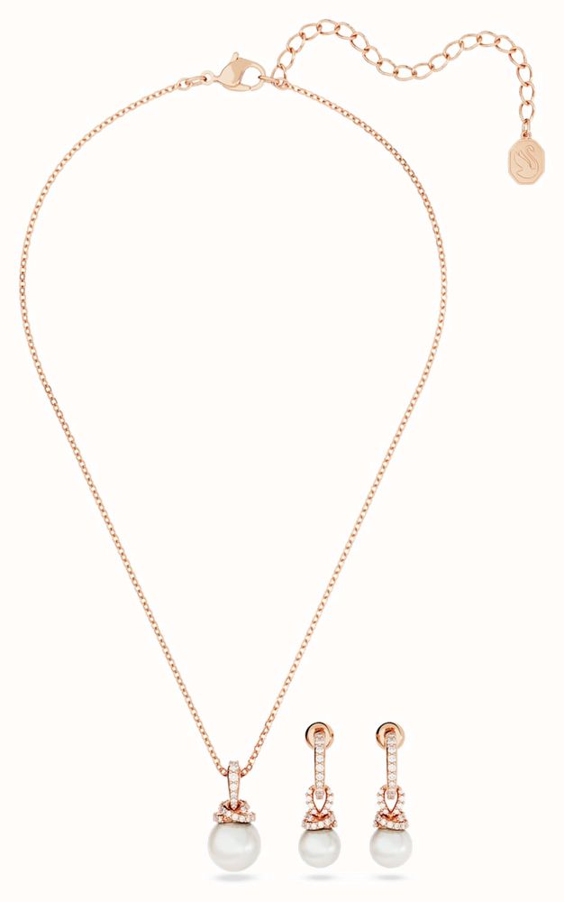 Swarovski Originally Necklace And Earrings Set Rose Gold-Tone Plated ...