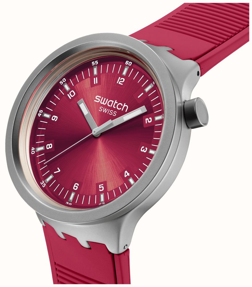 Swatch SCARLETT SHIMMER (47mm) Burgundy Dial / Burgundy Rubber Strap ...
