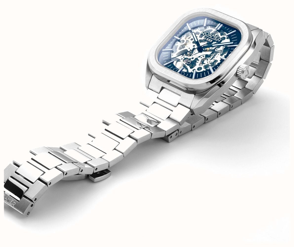 Roamer Men's Mechano MST (39.5mm) Blue Skeleton Dial / Stainless Steel ...