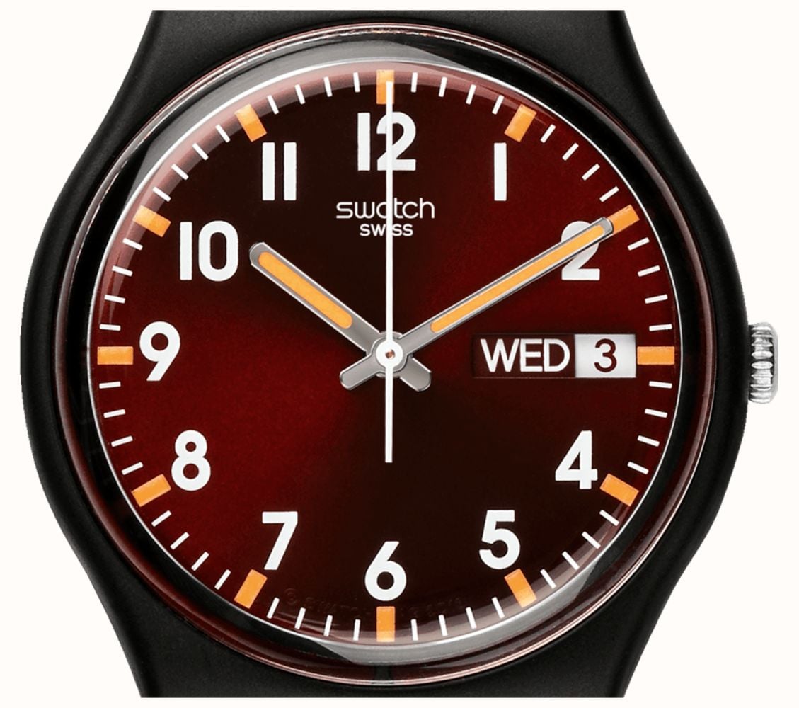 Swatch SIR RED (34mm) Red Dial / Black Biosourced Material Strap ...
