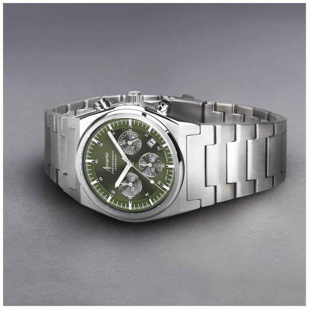 Accurist Men's Origin Quartz Chronograph (41mm) Green Dial / Stainless ...