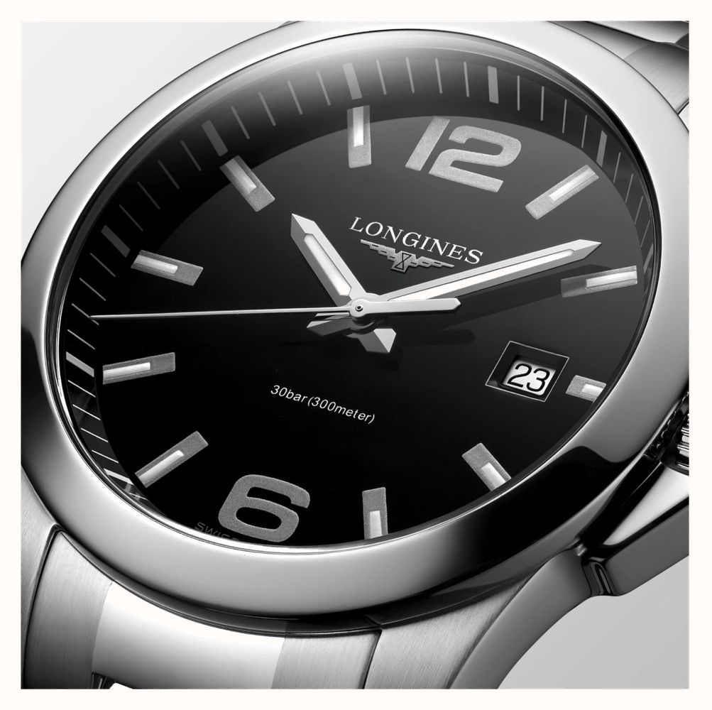 LONGINES Conquest Quartz (41mm) Black Dial / Stainless Steel Bracelet ...