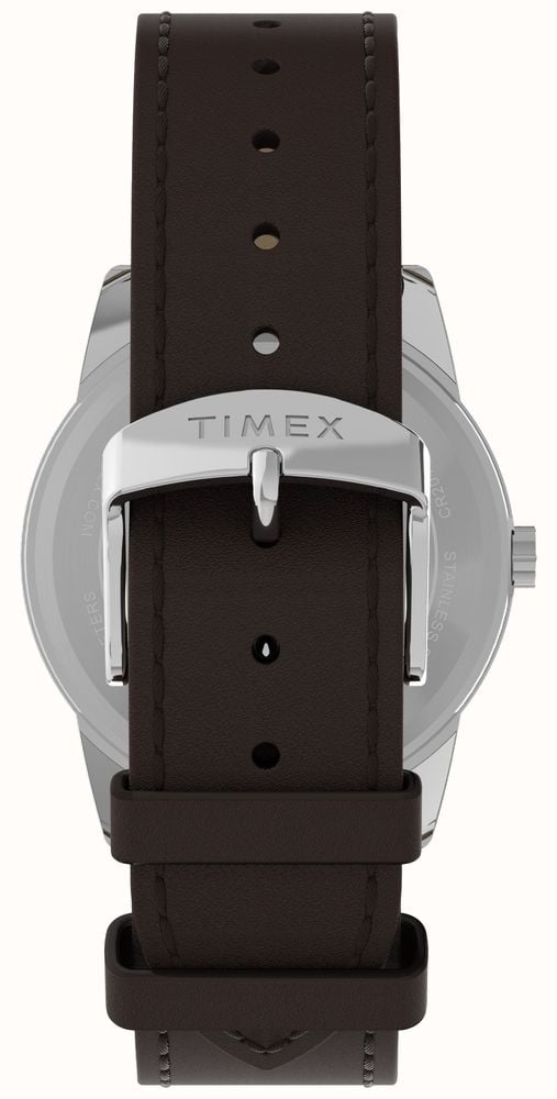 Timex Mens Easy Reader Classic | Brown Leather Strap | White Dial ...