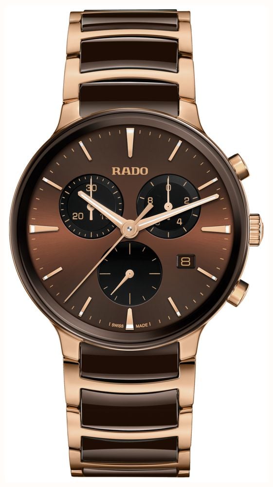 RADO Centrix Quartz Chronograph (41mm) Brown Sunray Dial / Rose-Gold ...
