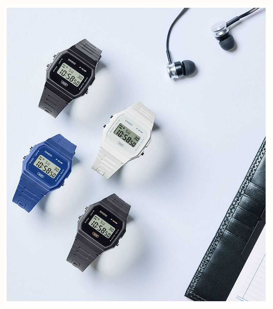 Casio BLACK (38.2mm) Digital Dial / Black Bio-Based Resin Strap F-91WB ...