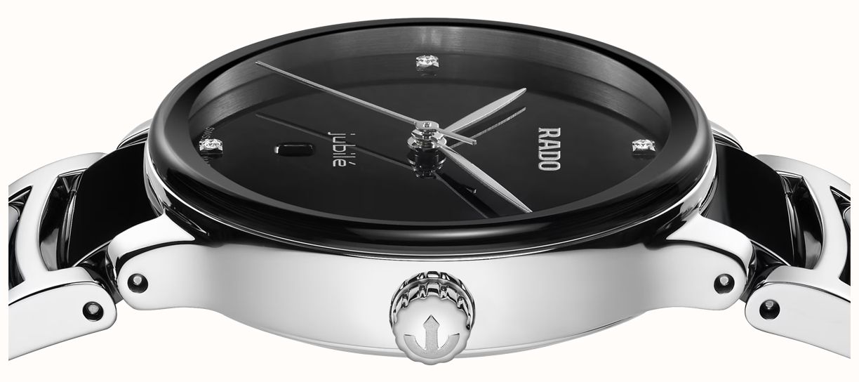 RADO Centrix Diamonds Quartz (30.5mm) Black Dial / Black High-Tech ...