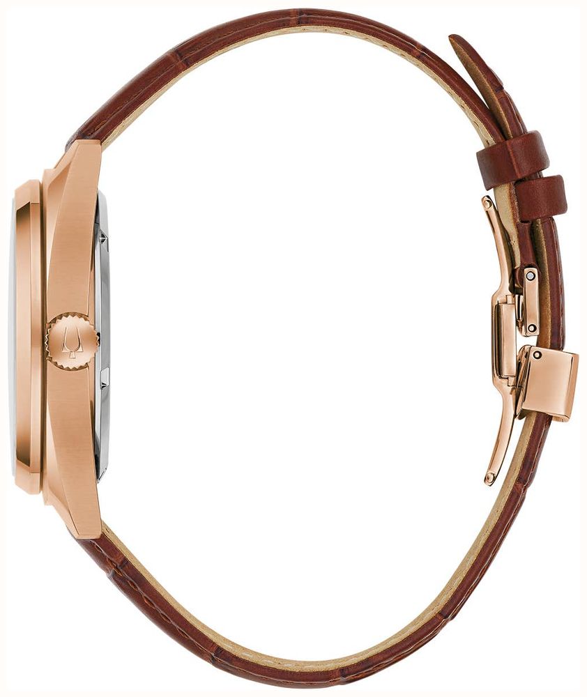 Bulova Men's Surveyor (41mm) Silver Skeleton Dial / Brown Leather Strap ...