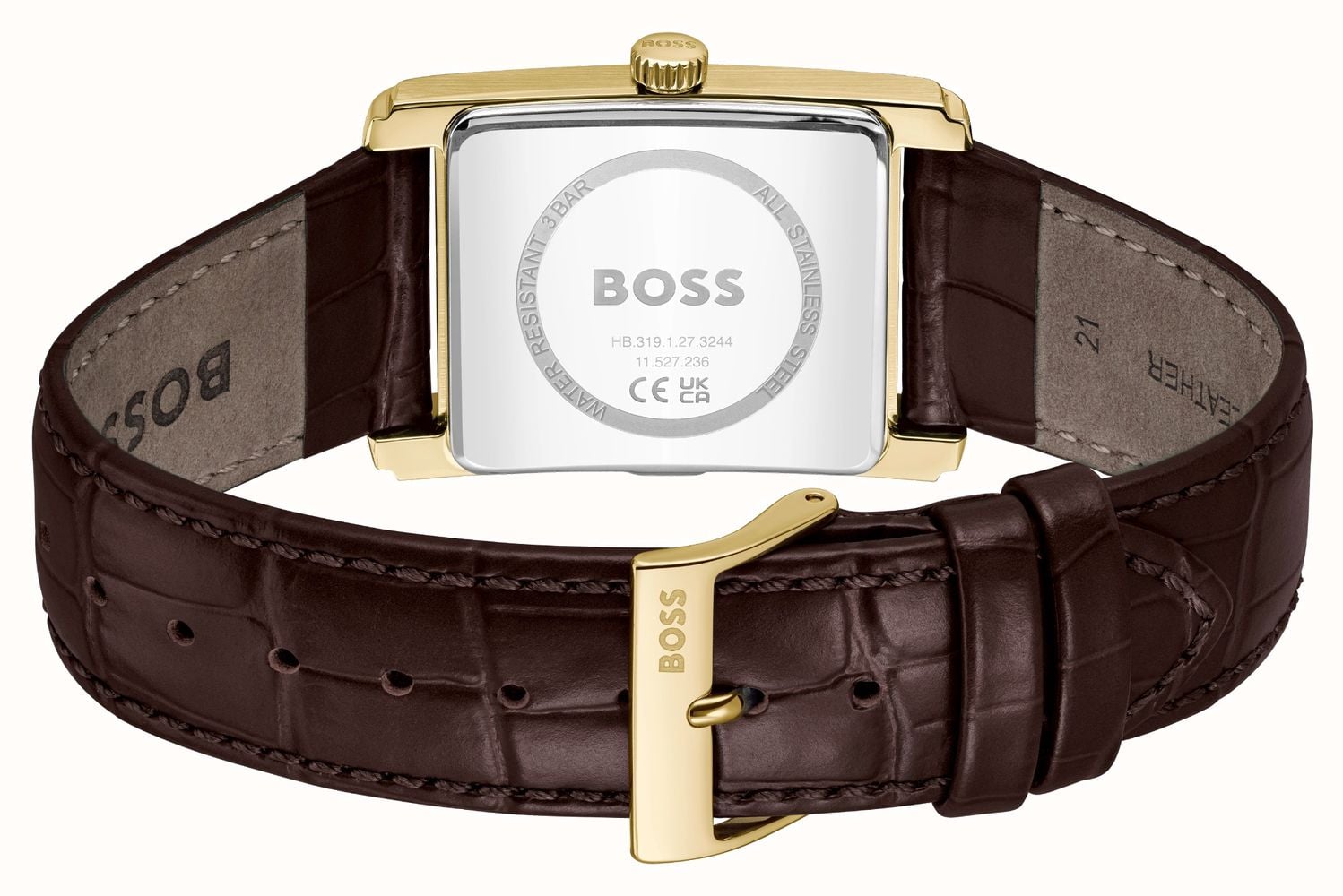 BOSS PRINCIPLE DRESS (28mm) Silver Dial / Brown Leather Strap 1514300 ...