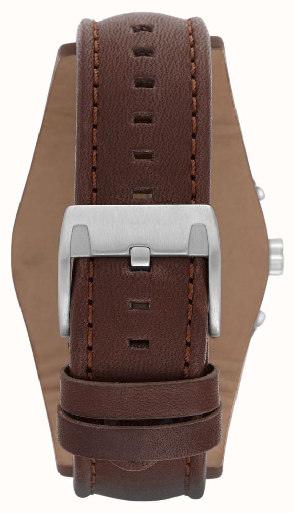 Fossil Men's Coachman | Black Chronograph Dial | Brown Leather Cuff ...