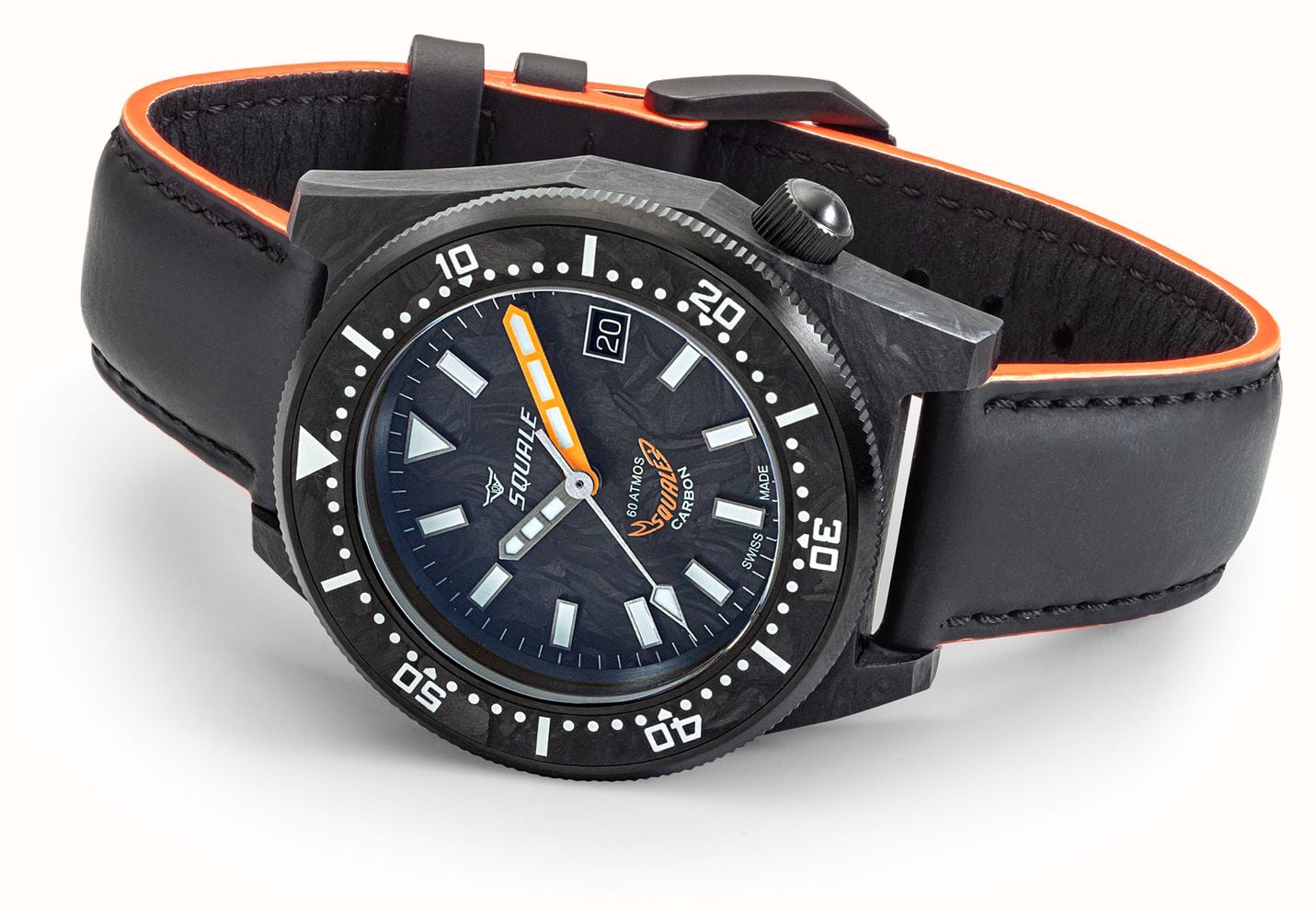 Squale T-183 Forged Carbon Orange (42mm) Forged Carbon Dial ...