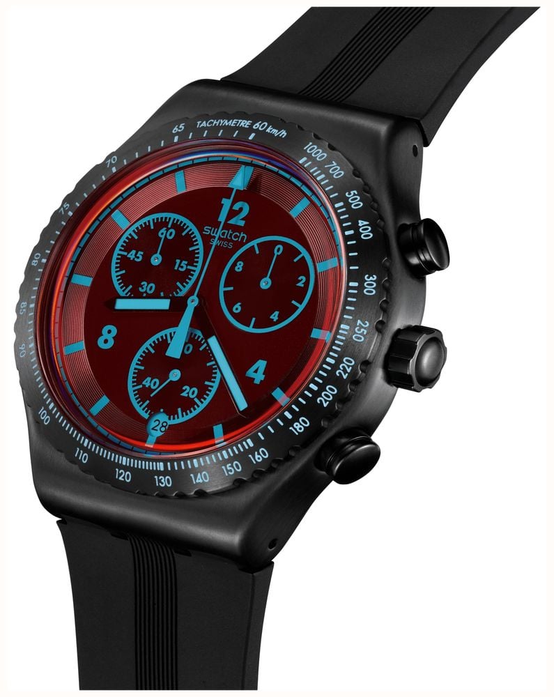Swatch CRIMSON MYSTIQUE (43mm) Black Red Solar Spectrum Glass Dial ...