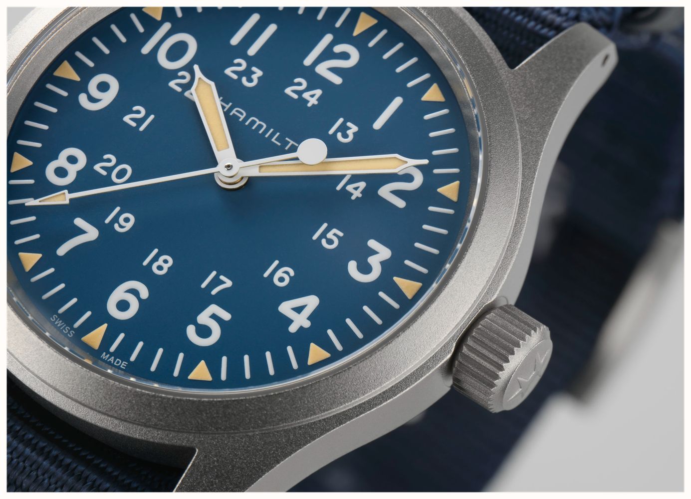 Hamilton Khaki Field Mechanical (38mm) Blue Dial / Blue Textile NATO ...
