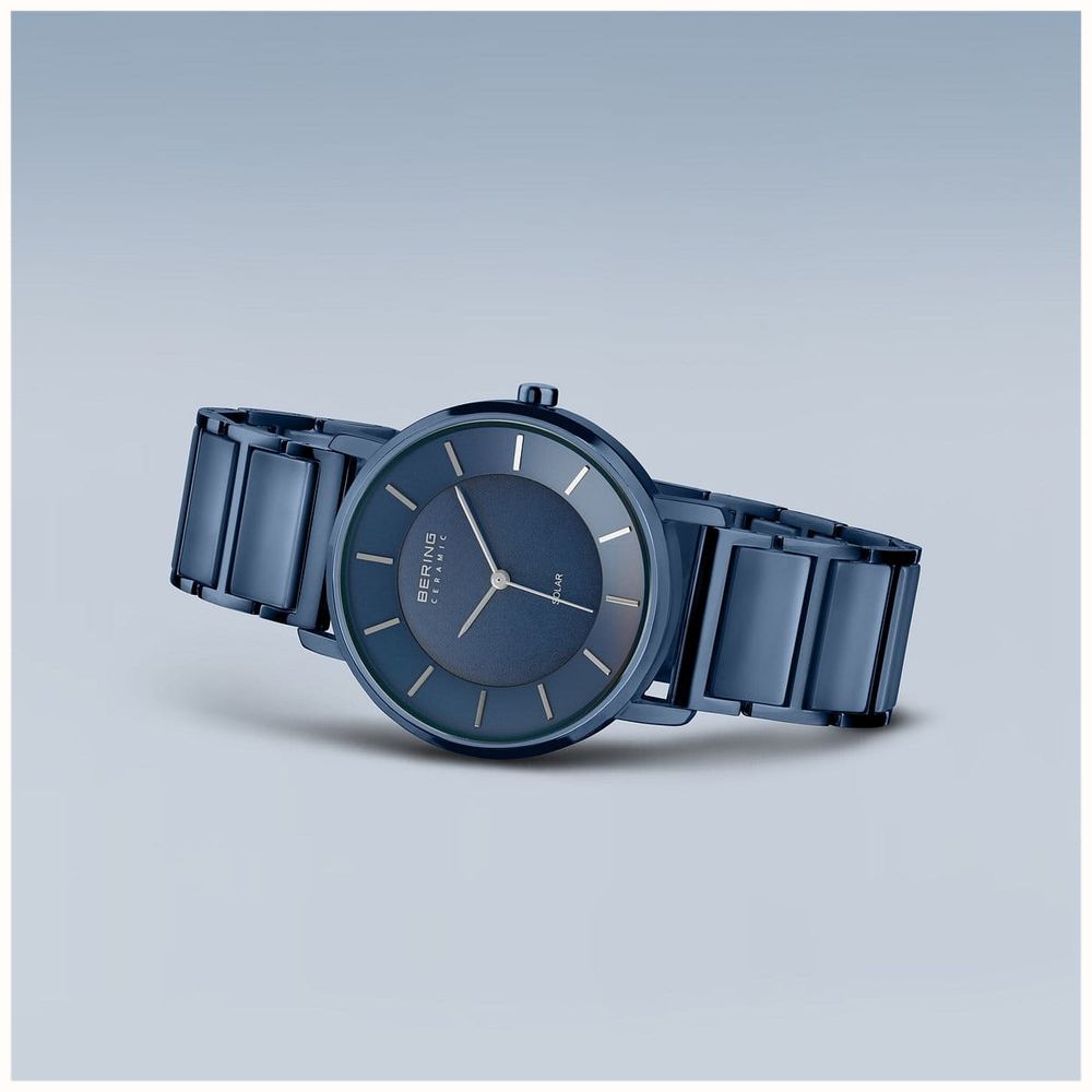 Bering Women's Solar Blue Dial / Blue Ceramic And Stainless Steel ...