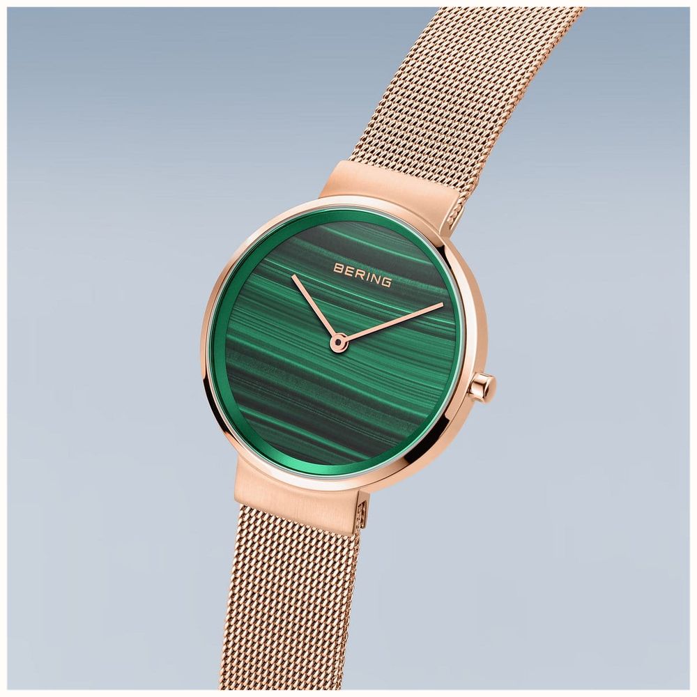Bering Women's Classic (31mm) Green Malachite Dial / Rose Gold-Tone ...