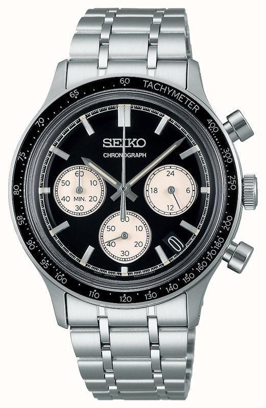 Seiko Racing Sports Chronograph (38.7mm) Black Dial / Stainless Steel ...