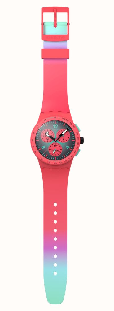 Swatch PARADISO KINETIKO (42mm) Gradient Turquoise Dial / Gradient Dark ...