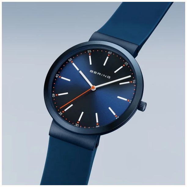 Bering Women's Classic (41mm) Blue Dial / Blue & Orange Silicone Strap ...