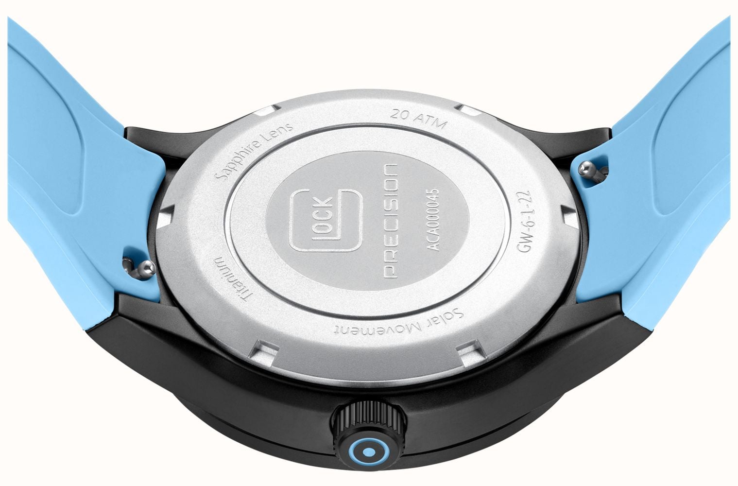 GLOCK Precision Solar Titanium (40mm) Black Dial / Light Blue Silicone ...