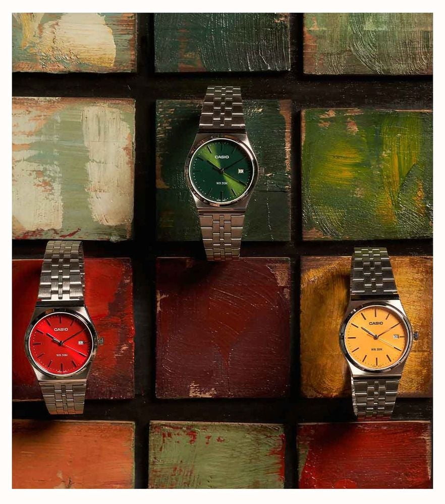 Casio MTP Series Analogue Quartz (35mm) Forest Green Sunray Dial ...